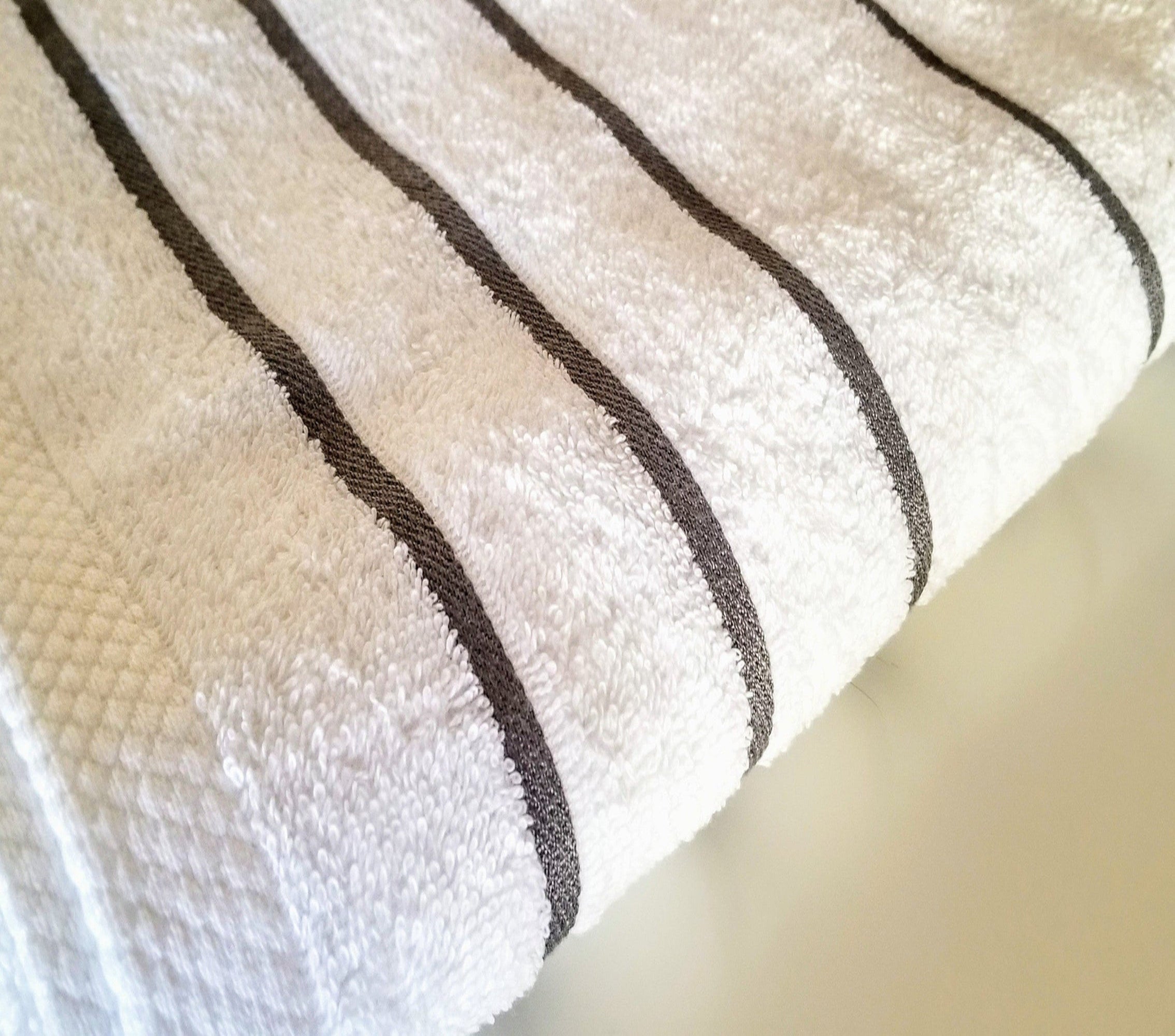 Buy White/Gray Signature Stripe Pool Towel Online | Free Shipping in ...